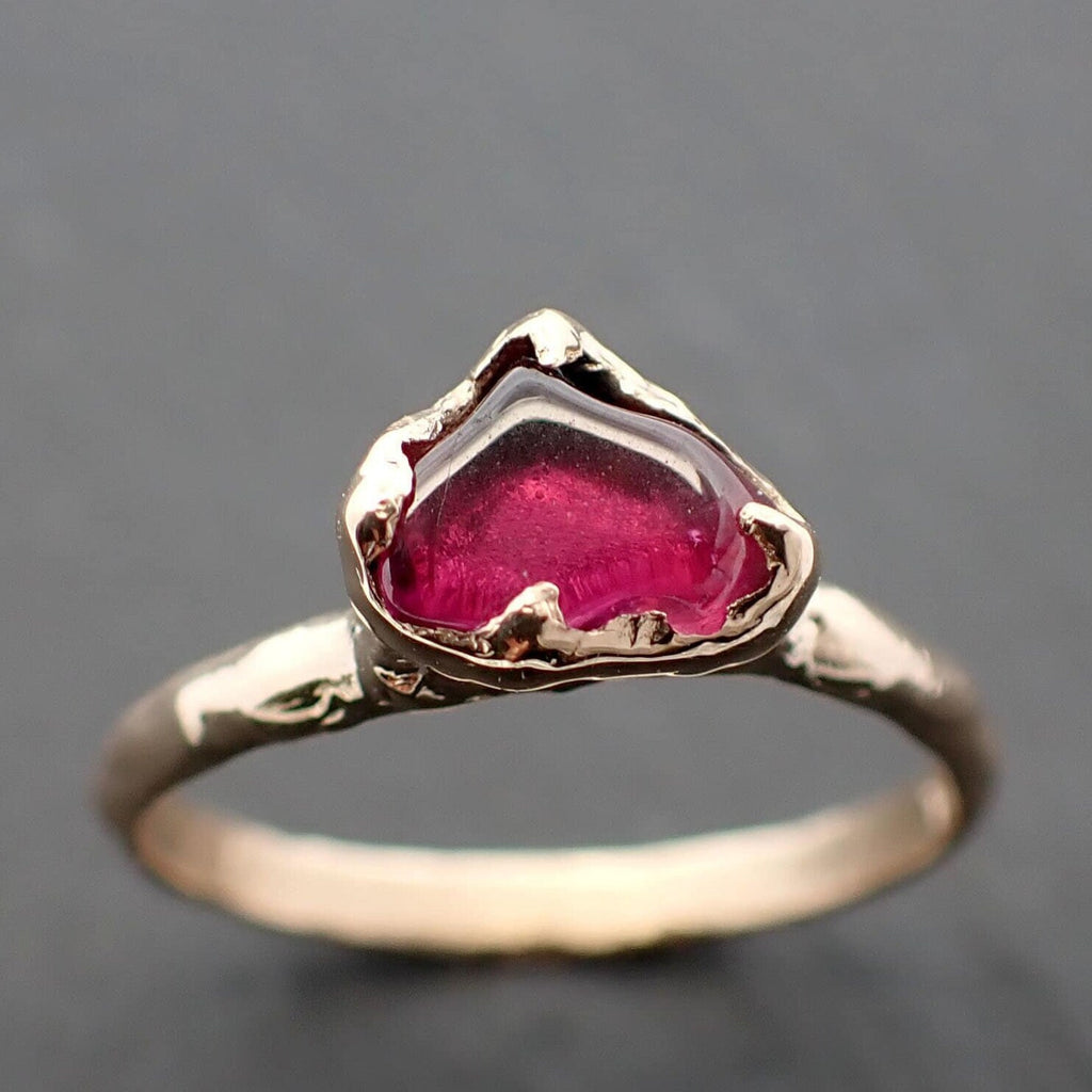 Garnet tumbled red 14k yellow gold Solitaire gemstone ring 3488 – by ...