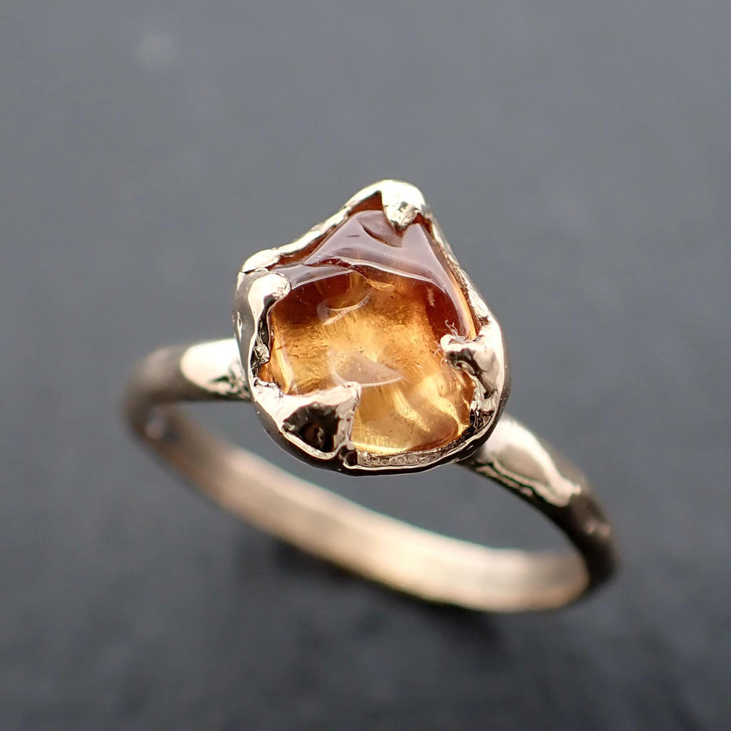 Sapphire tumbled yellow 14k gold Solitaire Yellow tumbled gemstone rin ...