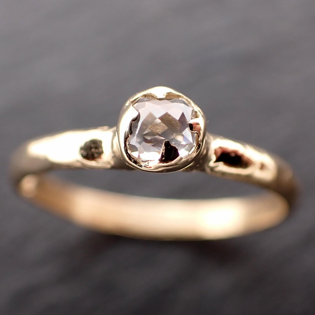 Antique-style Rose Cut Diamond Ring • 18k Yellow Gold • Solitaire Enga ...