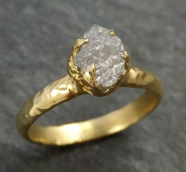 18k raw diamond engagement ring rough gold wedding ring diamond weddin ...