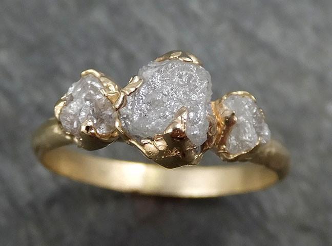 raw rough diamond gold engagement multi stone three ring rough gold we ...