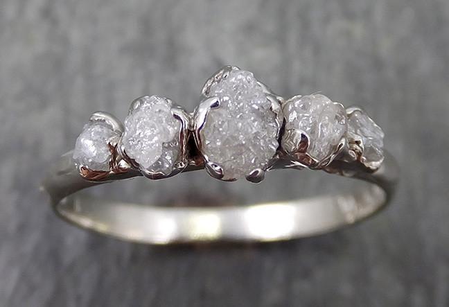 custom diamond white gold engagement ring rough gold wedding ring diam ...