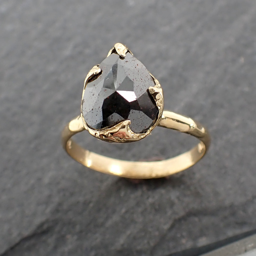 fancy cut black carbonado diamond solitaire engagement 18k yellow gold ...