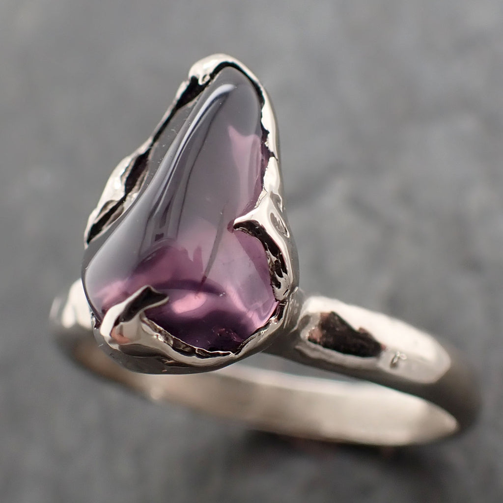 garnet tumbled red wine 14k white gold solitaire gemstone ring 2825 Al ...