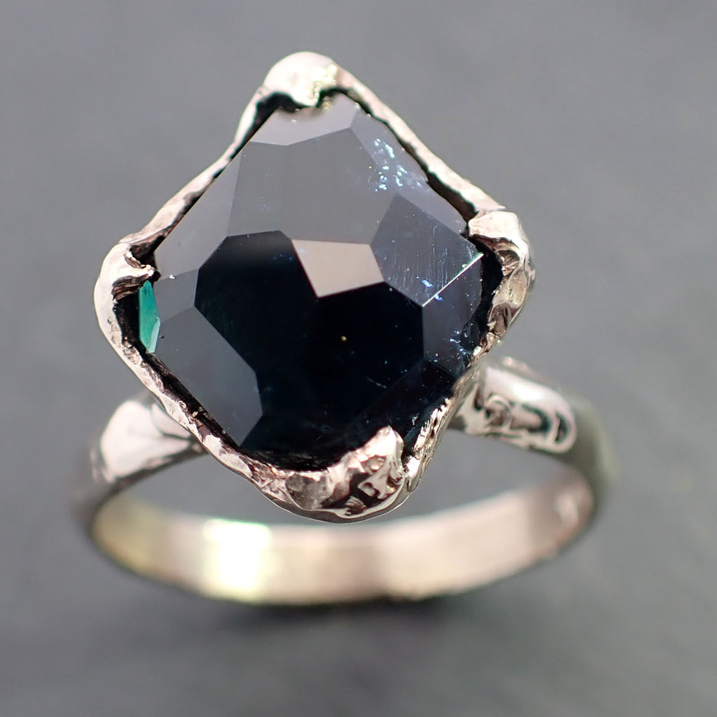 Indicolite teal Tourmaline White 18k Gold Ring Partially Faceted Gemst ...