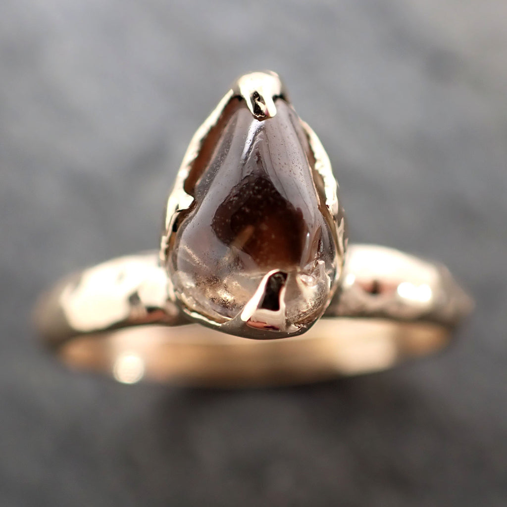 Sapphire tumbled honey orange 18k yellow gold Solitaire gemstone ring ...