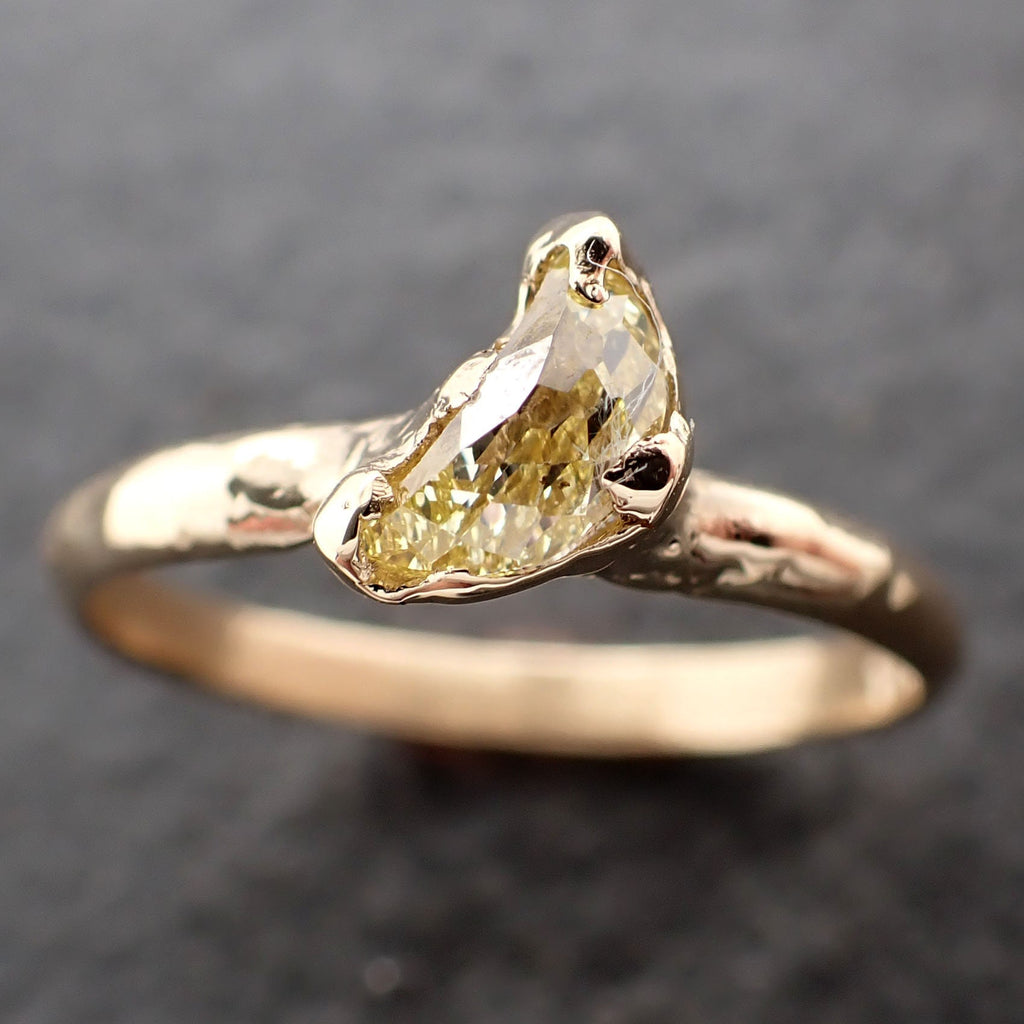 fancy cut half moon yellow diamond solitaire engagement 14k gold weddi ...