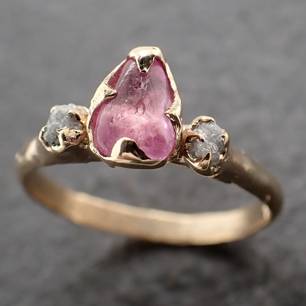 sapphire pebble candy pink polished yellow gold 14k multi stone rough ...