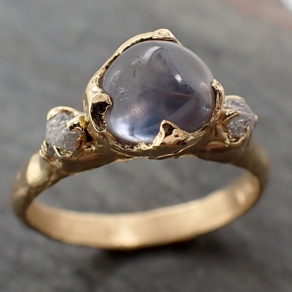 blue sapphire tumbled 18k yellow gold rough diamond multi stone polish ...